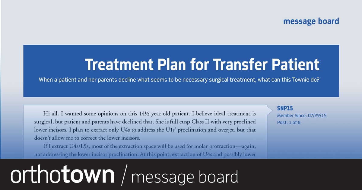 Treatment Plan for Transfer Patient - Orthotown